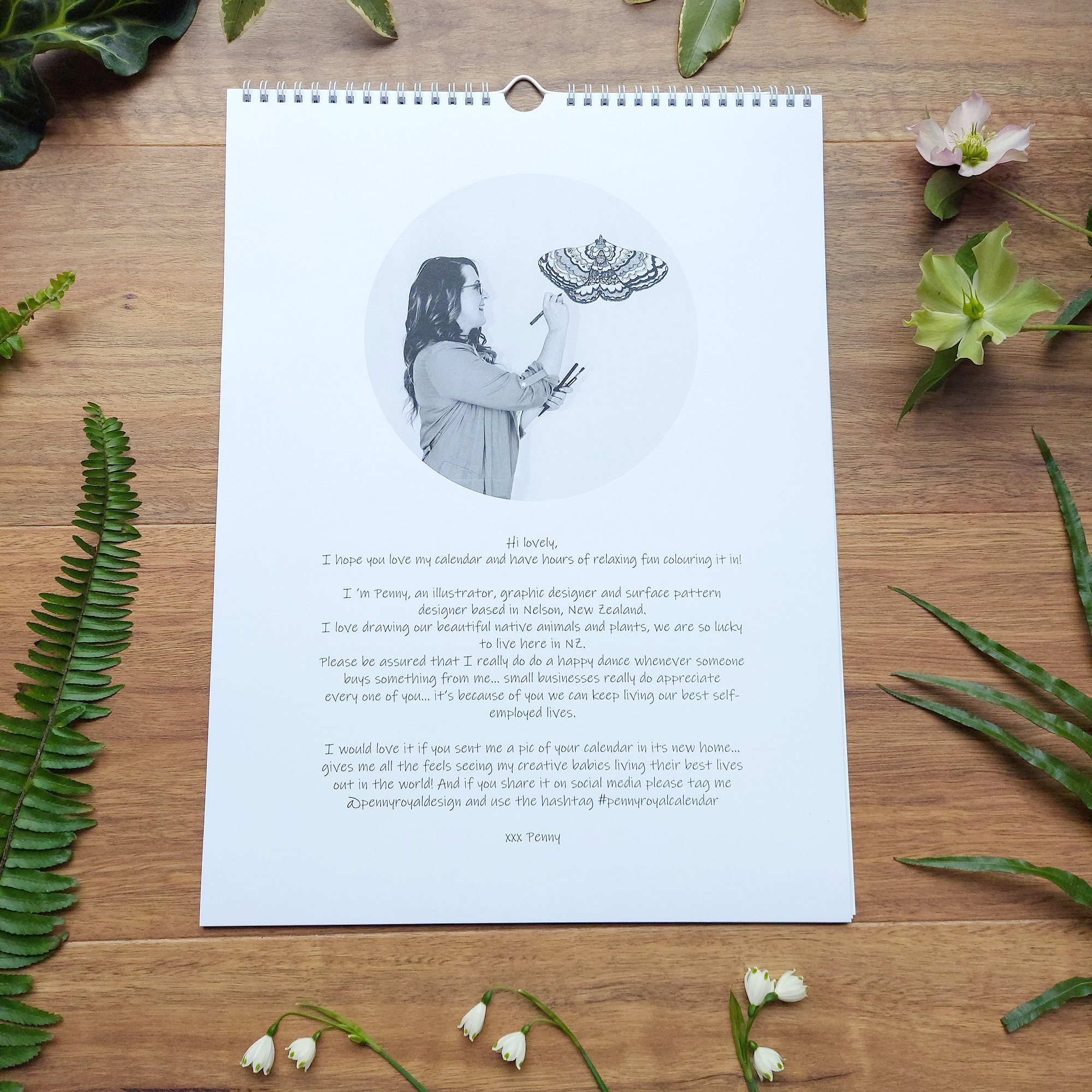 NZ Natives Colouring Calendars 2023 - Penny Royal Design