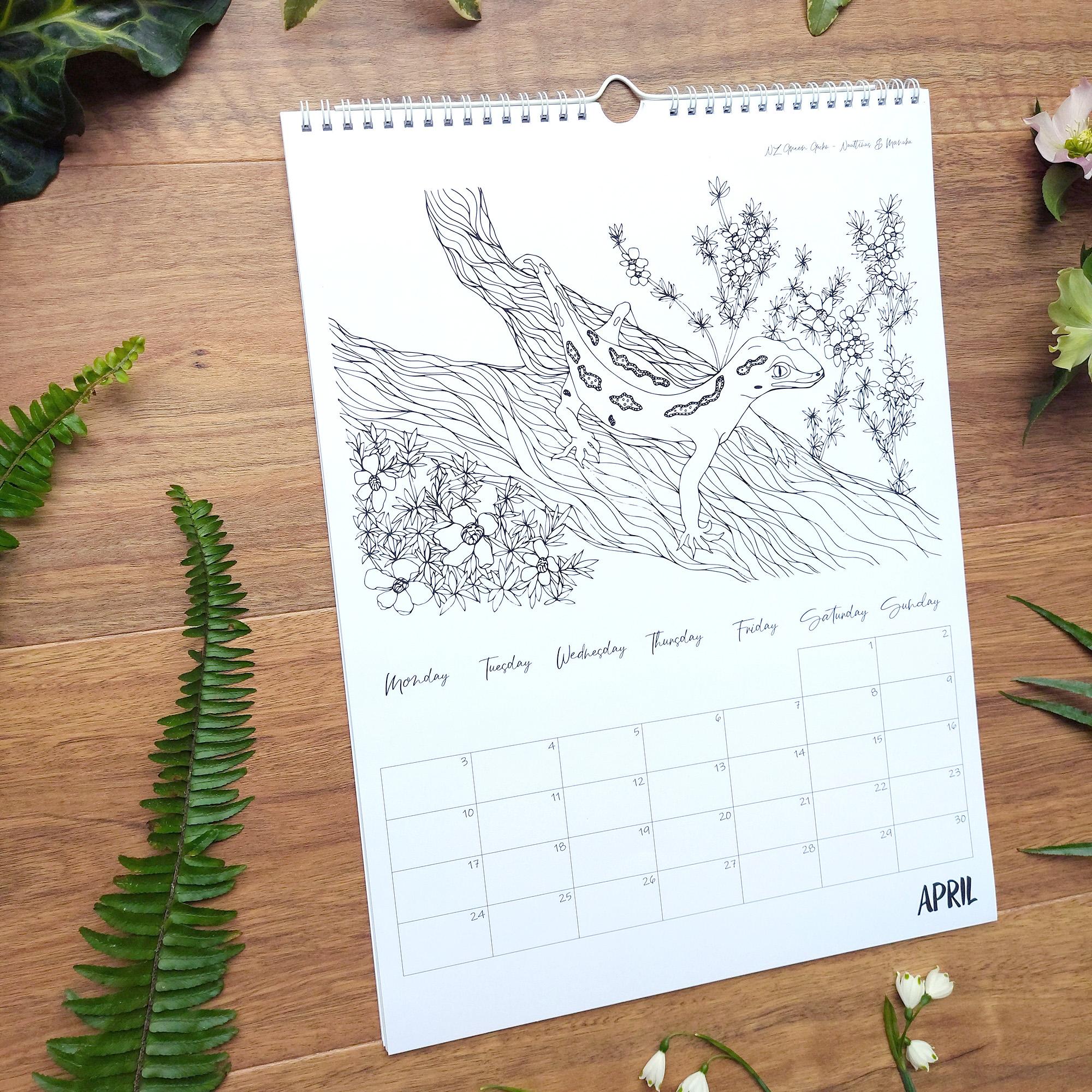 NZ Natives Colouring Calendars 2023 - Penny Royal Design