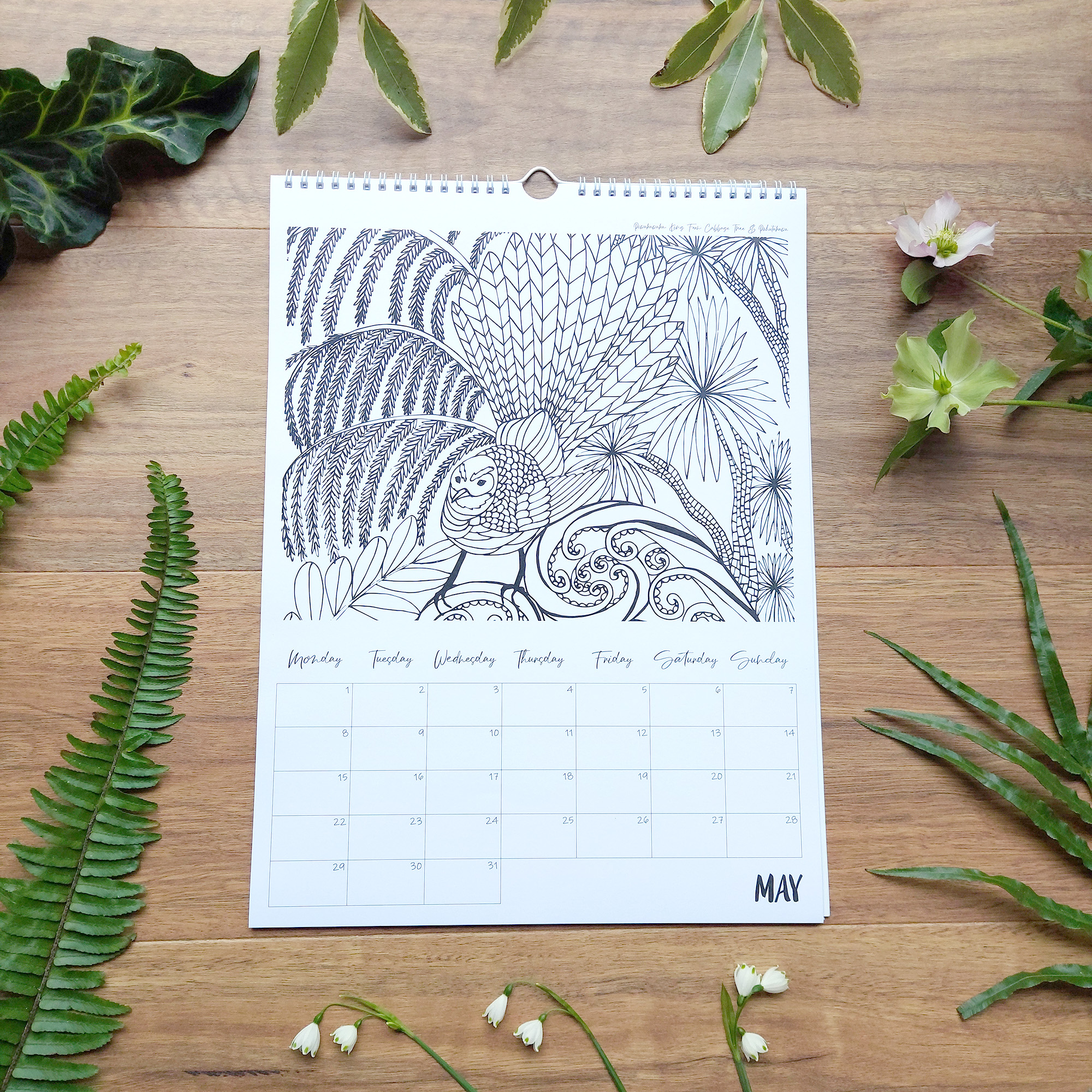 NZ Natives Colouring Calendars 2023 - Penny Royal Design